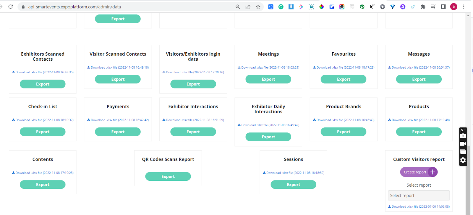 QR Scans Report | ExpoPlatform